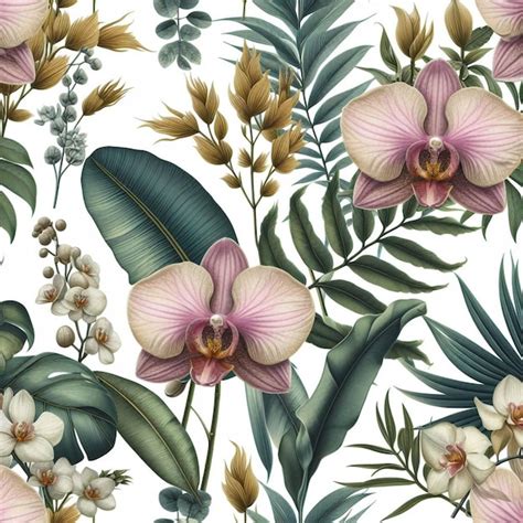 Premium Vector Orchid Pattern Vector