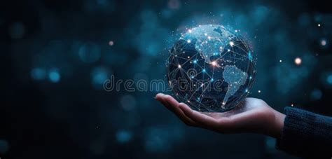 Hand Holding Digital Glowing Globe With Network Connections Representing Global Communication