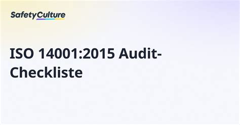 Iso 140012015 Audit Checkliste Free Template
