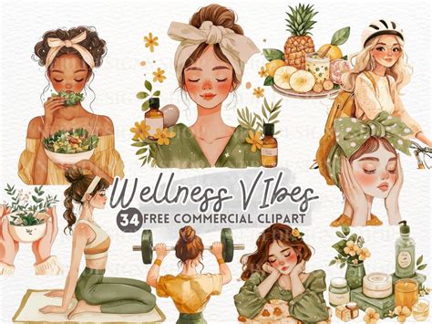 Wellness Lifestyle Watercolor Clipart Fitness Free Commercial Png