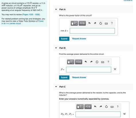 Solved A Series Ac Circuit Contains A 170 Ω Resistor A
