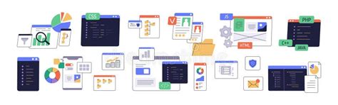 Information Technology Concept Digital Screens User Interfaces Set