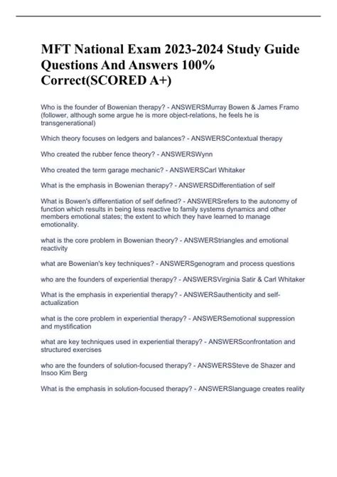 Mft Licensing Exam Correct Questions And Answersscored Aexam Bundles
