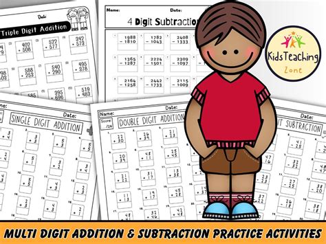 Multi Digit Addition And Subtraction Worksheets Practice Bundle Teaching Resources