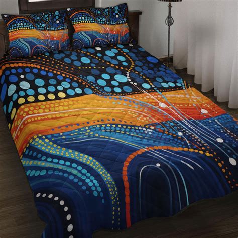 Australia Dreaming Aboriginal Quilt Bed Set Colorful Aboriginal With