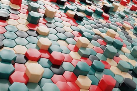 Premium Photo Abstract Row Of Colorful Futuristic Objects Background 3d Rendering