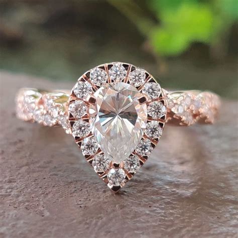 Pear Shaped Engagement Ring In Rose Gold