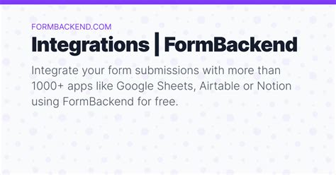 Integrations Formbackend