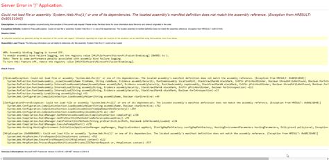 C Could Not Load File Or Assembly Systemwebmvc1 Or One Of Its