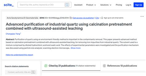 Advanced Purification Of Industrial Quartz Using Calcination