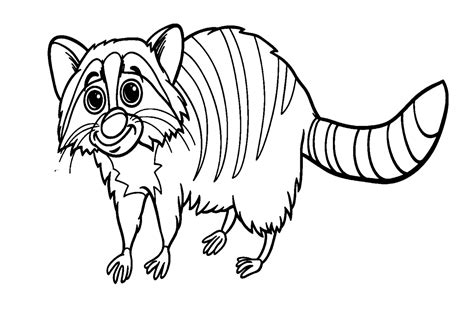 Cartoon Raccoon Coloring Page