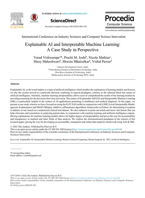 PDF Explainable AI And Interpretable Machine Learning A Case Study In Perspective