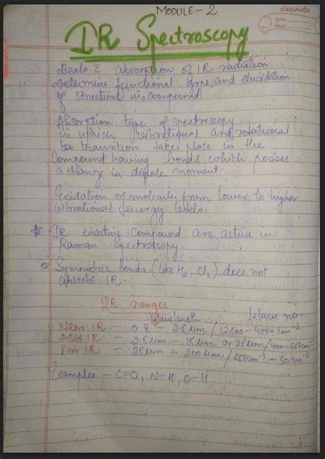 Instrumental Methods Of Analysis Mod 2 Ir Spectroscopy Notes By Athira Analysis Handwritten