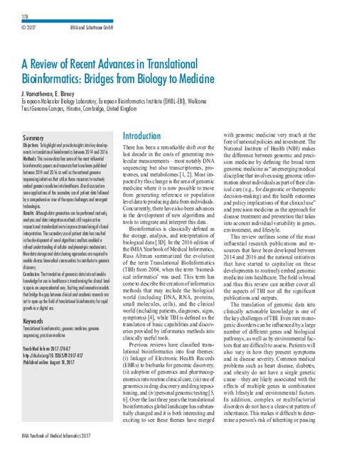 Pdf A Review Of Recent Advances In Translational Bioinformatics Bridges From Biology To Medicine