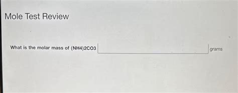 Solved Mole Test Review What Is The Number Of Moles Of Chegg Com