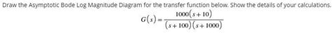 draw the asymptotic bode log magnitude diagram for the transfer