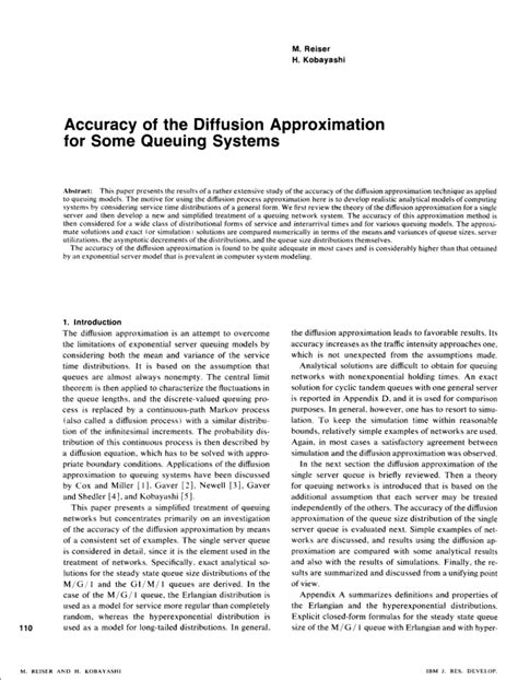 Pdf Accuracy Of The Diffusion Approximation For Some Queuing Systems