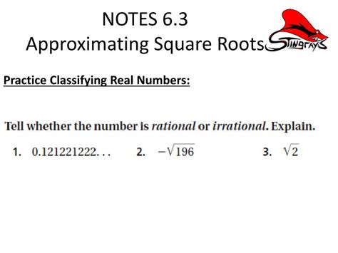 Ppt Notes 6 3 Approximating Square Roots Powerpoint Presentation