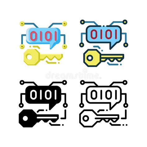 Cryptography Icon With Outline Glyph Filled Outline And Flat Styles Stock Vector