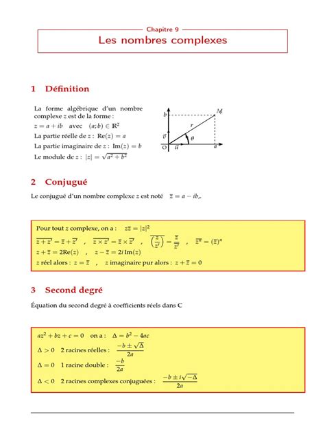 Tout Ce Qu Il Faut Savoir Les Nombres Complexes Pdf Méthodes Et