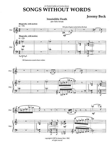 Songs Without Words Harp Column Music