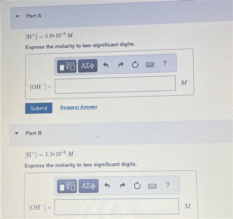 Part A[h ] 5 8×10 3mexpress The Molarity To Two