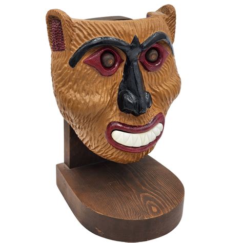 Haida Shaman Bear Spirit Mask Medicine Man Chilkat Signed Kent Quesnel