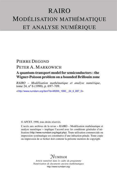 Pdf A Quantum Transport Model For Semiconductors The Wigner Poisson Problem On A Bounded
