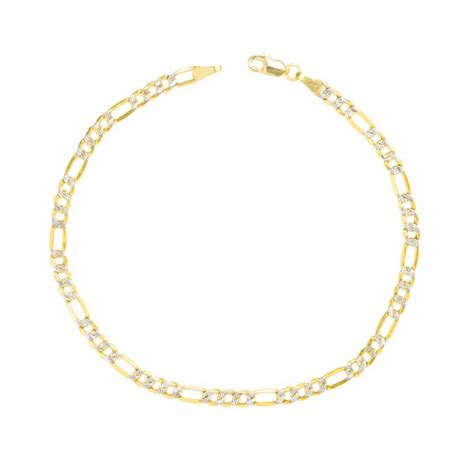 10k Gelbgold Damen Solides 25mm Diamantschliff Pavé Figaro