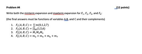 solved problem 4 12 points write both the minterm