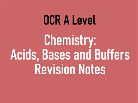 OCR A Level Chemistry Rates Equilibrium And PH Revision Notes Teaching Resources