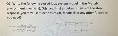 Solved Write The Following Closed Loop System Model In The