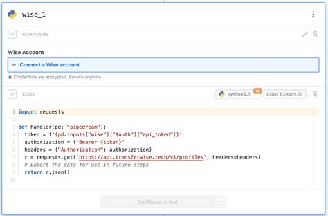 [improvement] wise code sample is outdated · issue 5453 · pipedreamhq