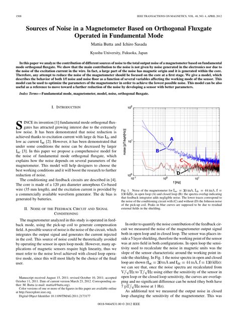 Pdf Sources Of Noise In A Magnetometer Based On Orthogonal Fluxgate Operated In Fundamental Mode