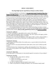 MEMO ASSIGNMENT Docx MEMO ASSIGNMENT One Page Single Spaced Typed Review Critique Of A