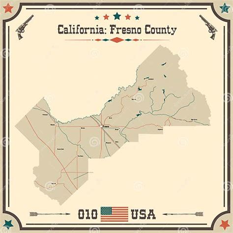 Large And Accurate Map Of Fresno County California Usa Stock Vector