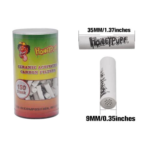150pc Box Honeypuff 6mm 7mm 9mm Active Charcoal Pipe Filter Suit For