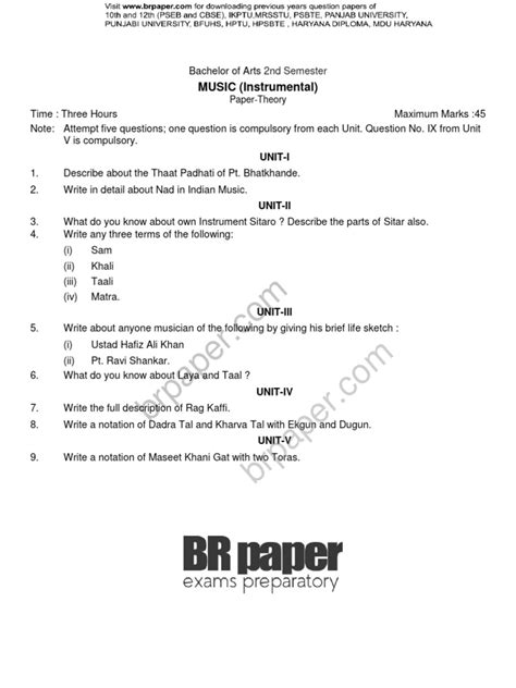 Ba Music Theory Exam Guide Pdf