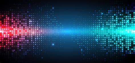 Abstract Technology Futuristic Digital Concept Square Pattern With Lighting Glowing Particles