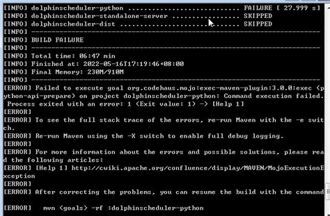 [bug] [dolphinscheduler python] command execution failed process exited with an error 1 exit