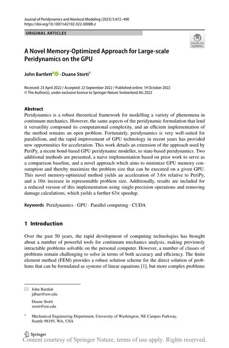 a novel memory optimized approach for large scale peridynamics on the