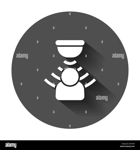 Motion Sensor Icon In Flat Style Sensor Waves With Man Vector Illustration With Long Shadow