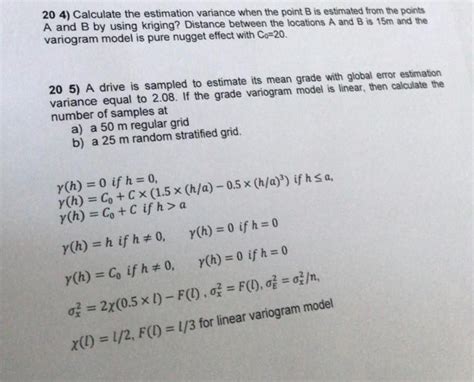 Solved 20 4 ﻿calculate The Estimation Variance When The