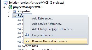 Removing Unused Project References From Within Visual Studio Azure Greg