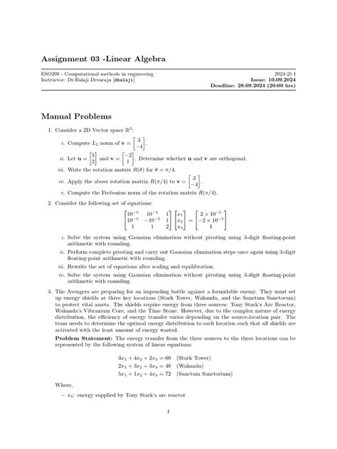 Eso208 Assignment3 Linear Algebra Pdf Matrix Mathematics
