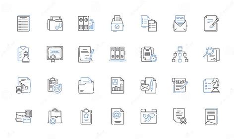 Dossiers And Files Line Icons Collection Paperwork Records Archives Documentation Folders