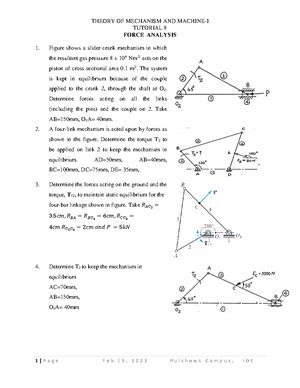 Tutorial A Velocity Analysis THEORY OF MECHANISM AND MACHINE I TUTORIAL VELOCITY ANALYSIS