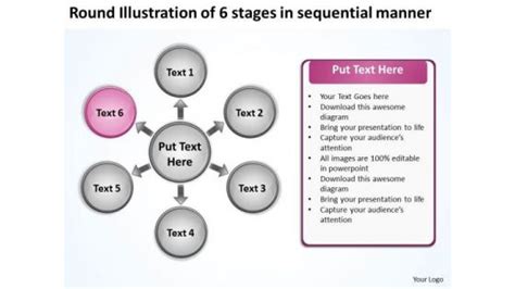 Illustration Of 6 Stages In Sequential Manner Chart Circular Diagram