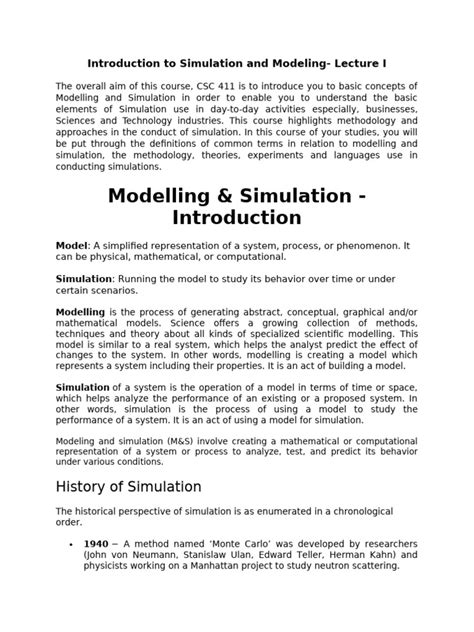 Introduction To Simulation And Modeling Pdf Conceptual Model Simulation