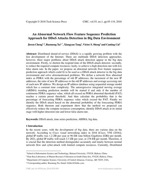 Pdf An Abnormal Network Flow Feature Sequence Prediction Approach For Ddos Attacks Detection
